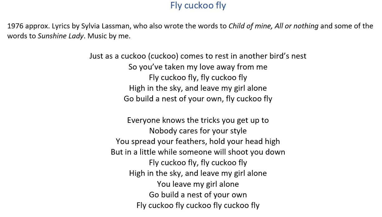 Fly cuckoo fly – Contents